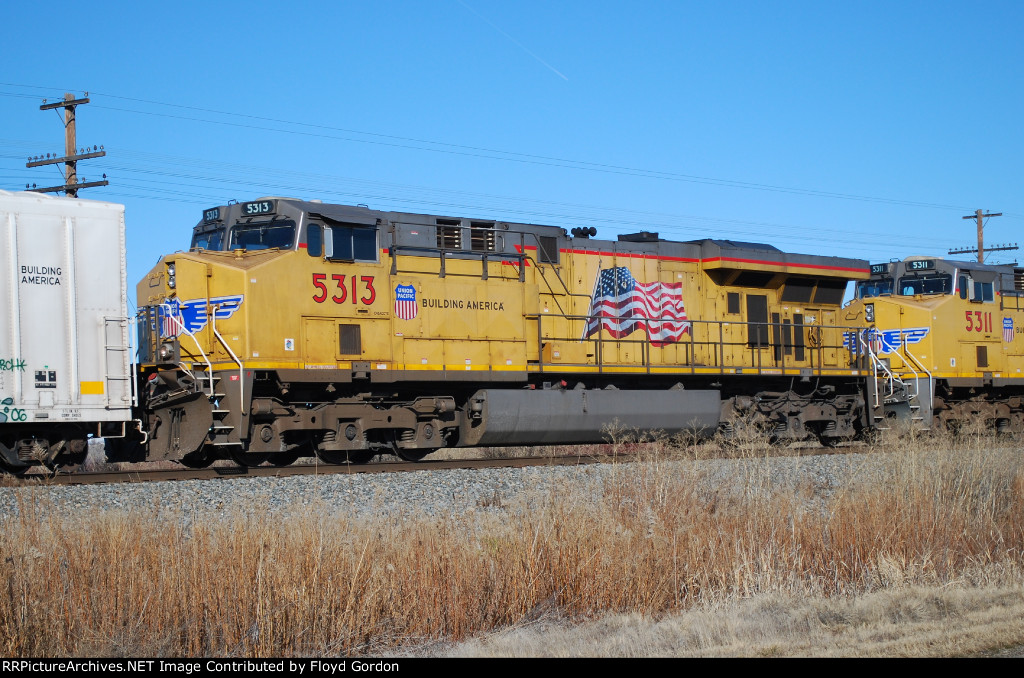 UP 5313 DPU on east bound UP Freight